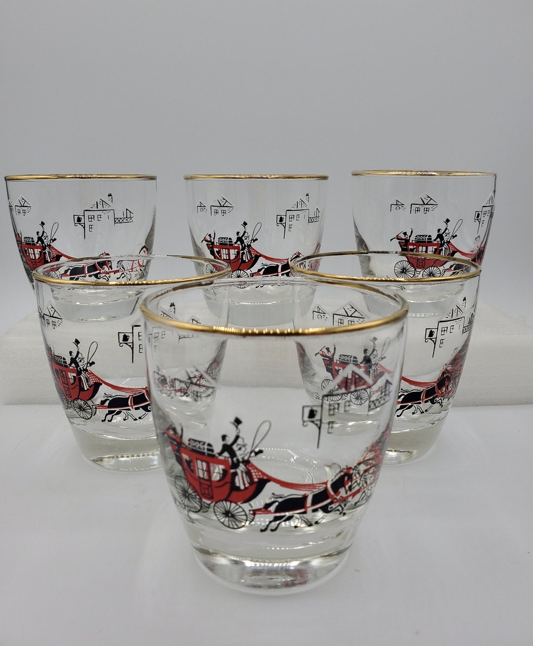 Set of Six 6 Libbey Horse & Carriage Low Ball Glasses Carriage Ride - Etsy