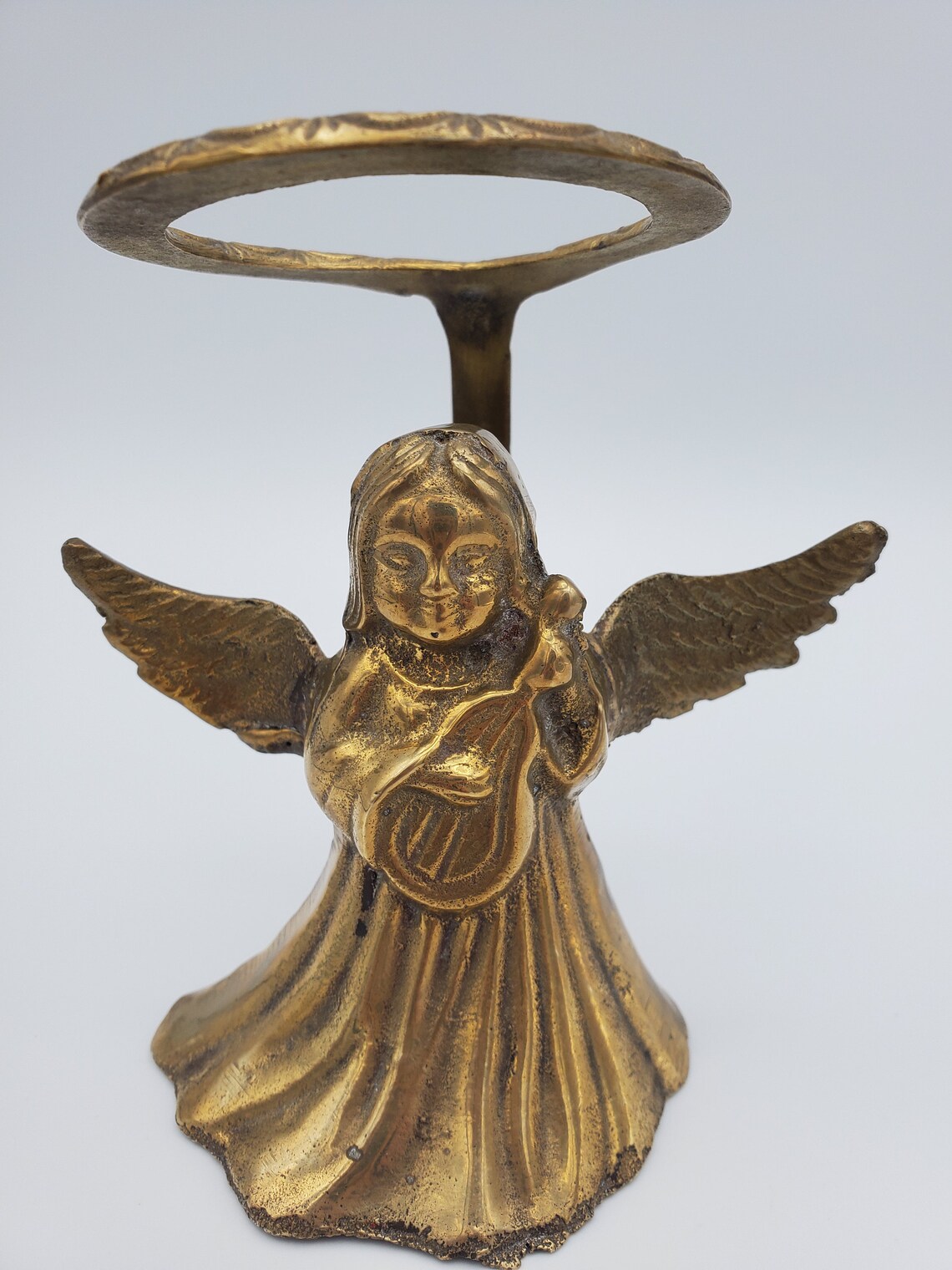 VTG Solid Brass Christmas Angel With HUGE Halo - Etsy
