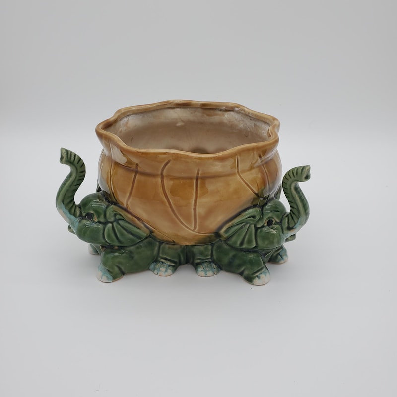 Elephant Majolica Planter - Etsy