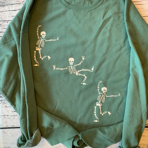 Comfort Wash Aesthetic Sage Green Skeleton Dancing Crewneck - Etsy