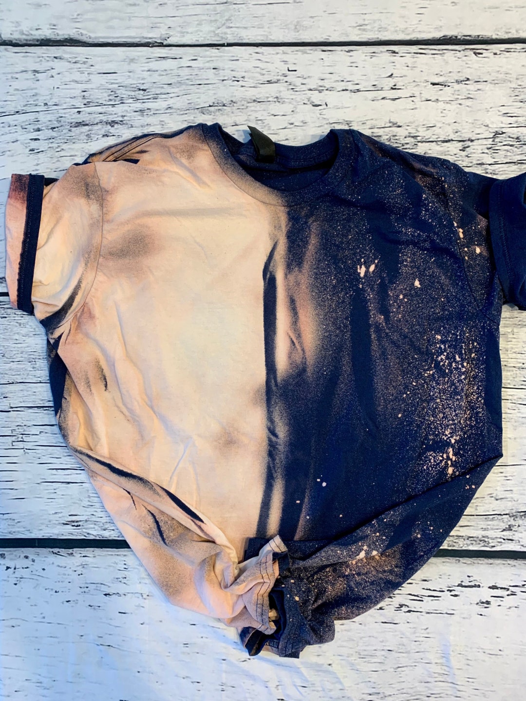 Navy Split Bleached Tee Navy Blue Acid Wash Tee Custom Bleached Tshirt ...