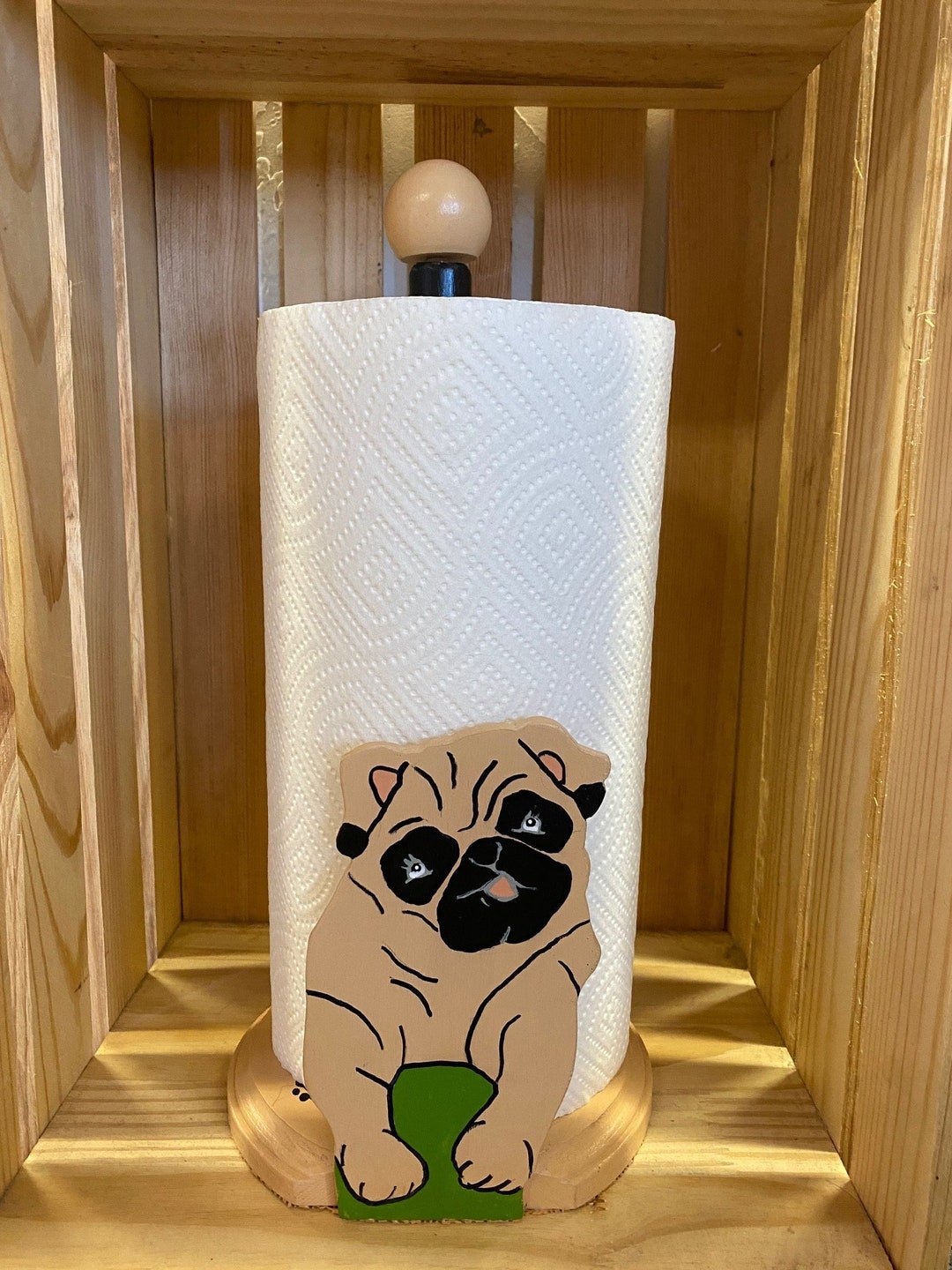 Cute Pug Dog Paper Towel Holder | Coffee Cups | TP Holder ...