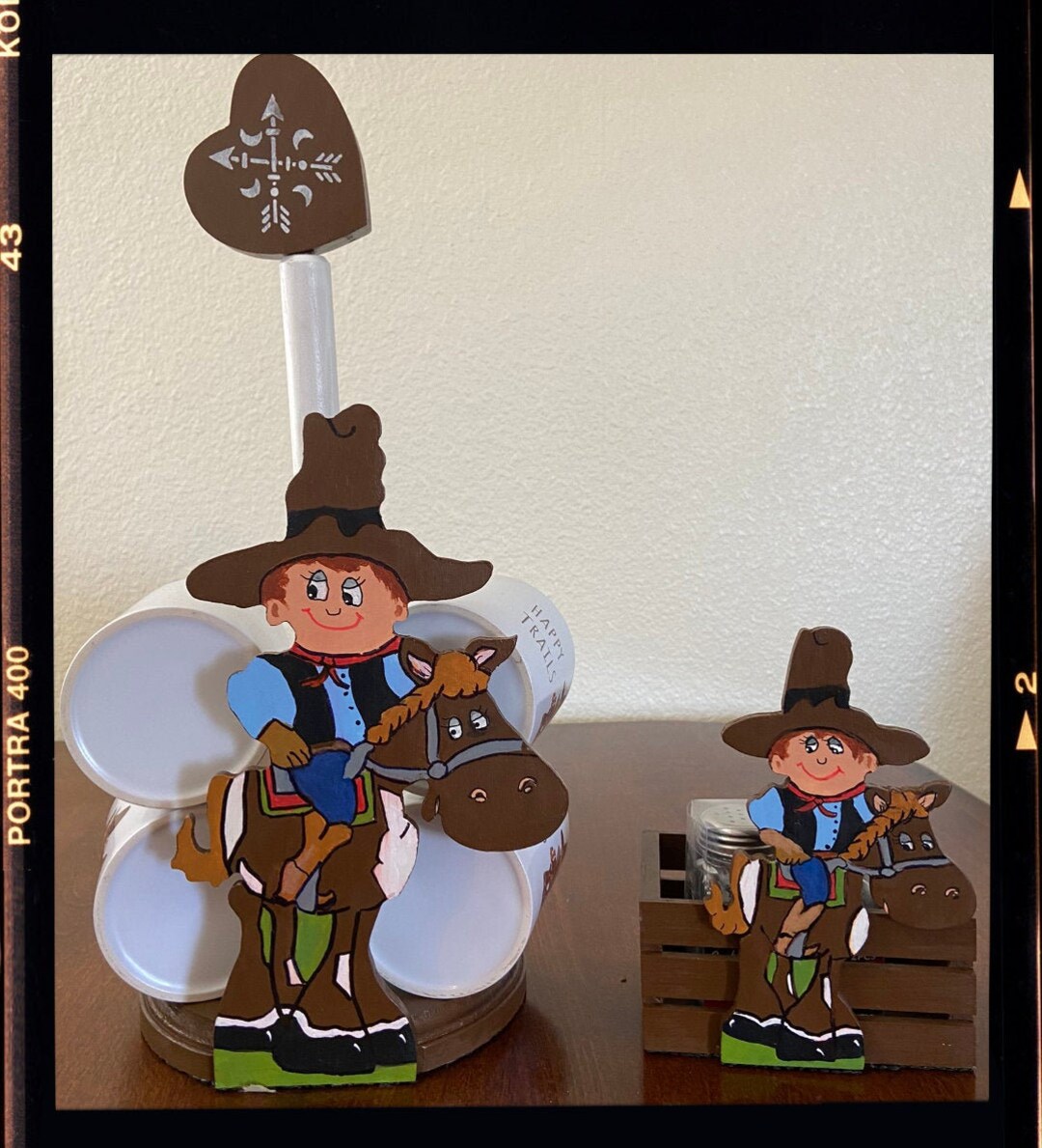 Happy Trails Cowboy Coffee Cup Holder / Paper Towel Holder Plus Cowboy ...