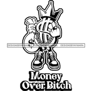 Money Over Bitch Dollar Sign Character King Crown Bank Bag - Etsy