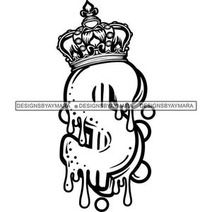Dripping Dollar Sign Crown Money Bank Emblem Logo Currency Drip Paint ...
