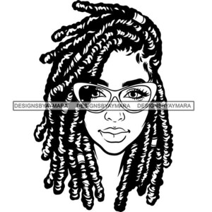 Womans Face Eyeglasses Dread Locs Head Only Smile Loc Bands Transparent ...