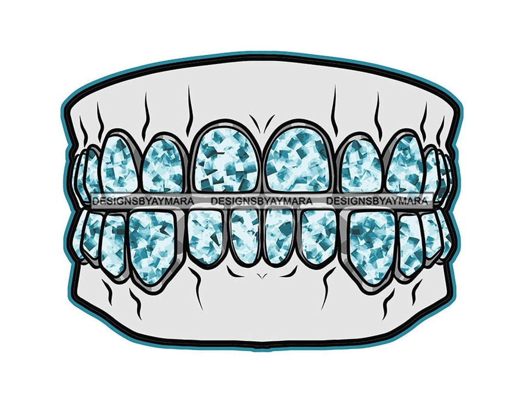 Diamond Sparkles Mouth Face Teeth Grill Shapes Dental Implants Dentures ...