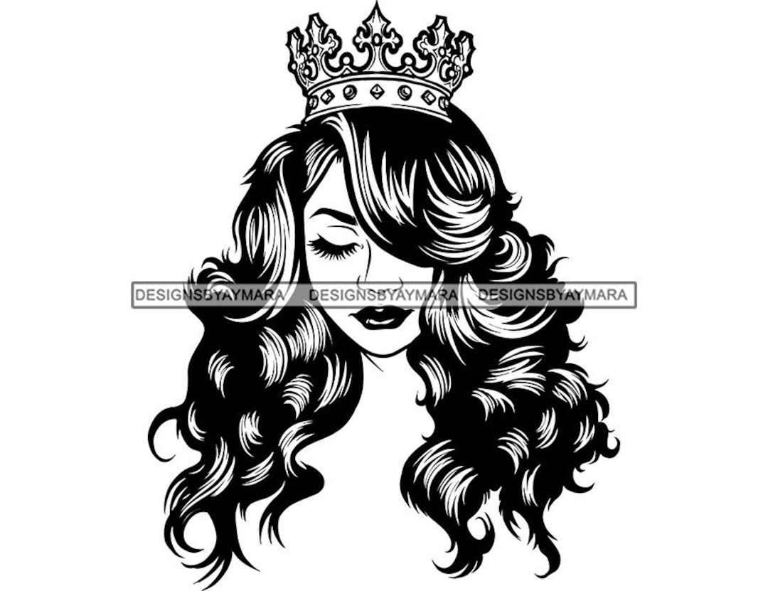 Queen Beautiful Latina Woman Face High Light Wavy Hairstyle Crown ...