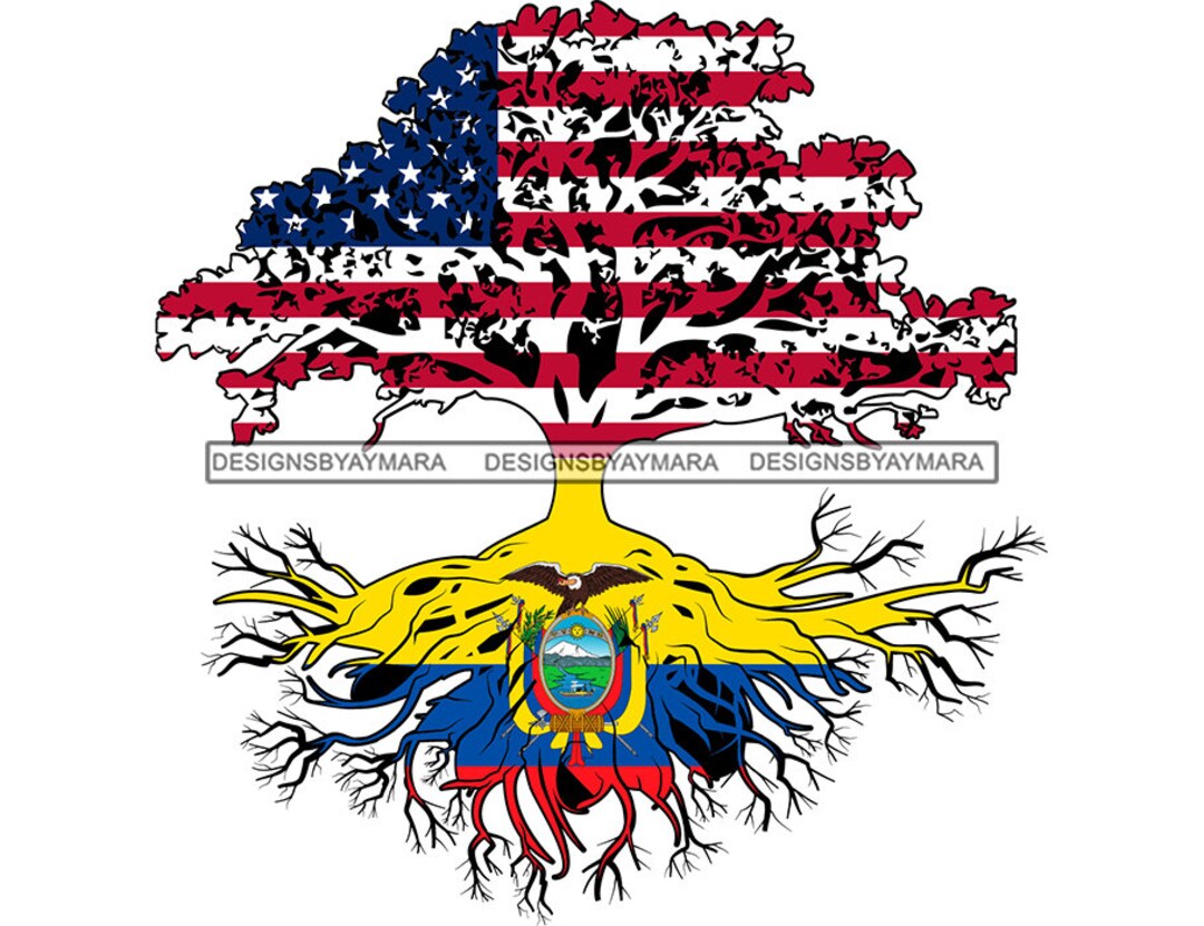 Tree Root Flag Flags United States USA Ecuador Country National ...