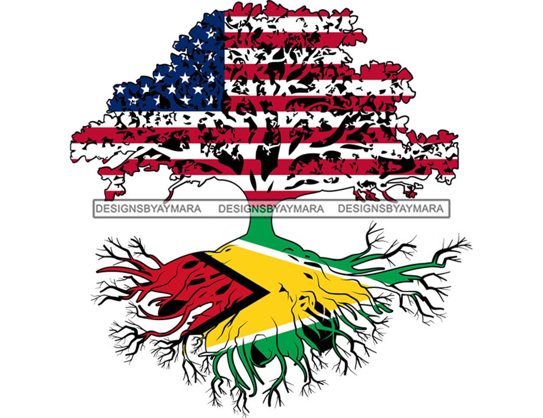 Tree Root Flag Flags United States USA Guyana Country National Nation ...