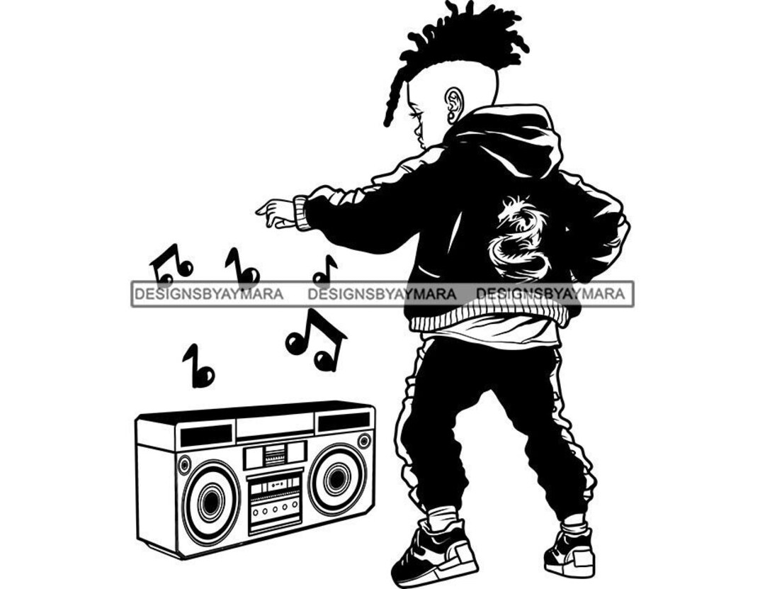 Young Boy Child Mohawk Fade Boombox Musical Notes Hoodie Jacket ...