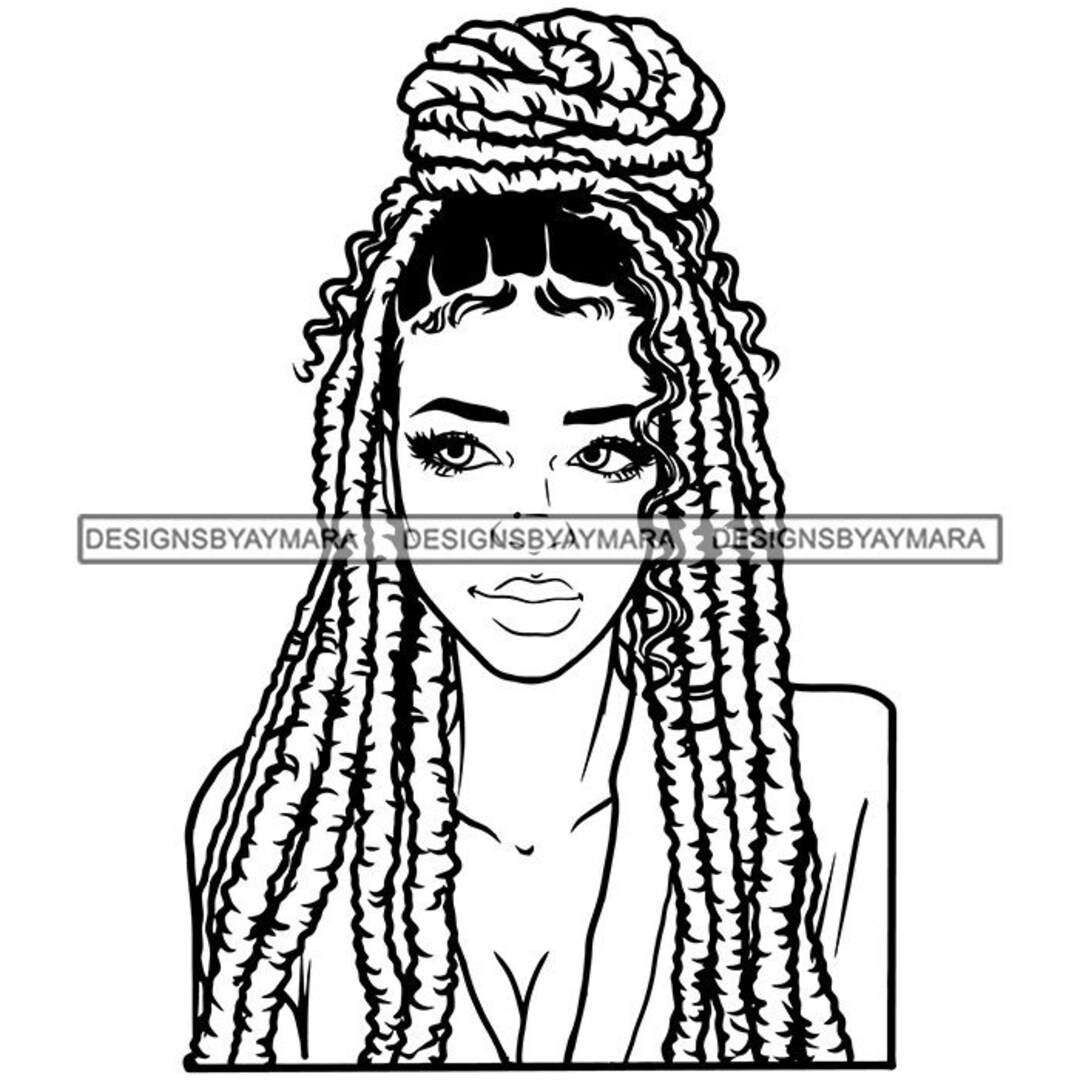 Young Woman With Locs Dreads Sister Locs on Top of Her Head - Etsy