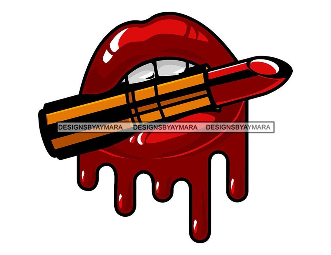 Red Dripping Woman Lips Drip Lipgloss Lipstick Cosmetic Make up Logo ...