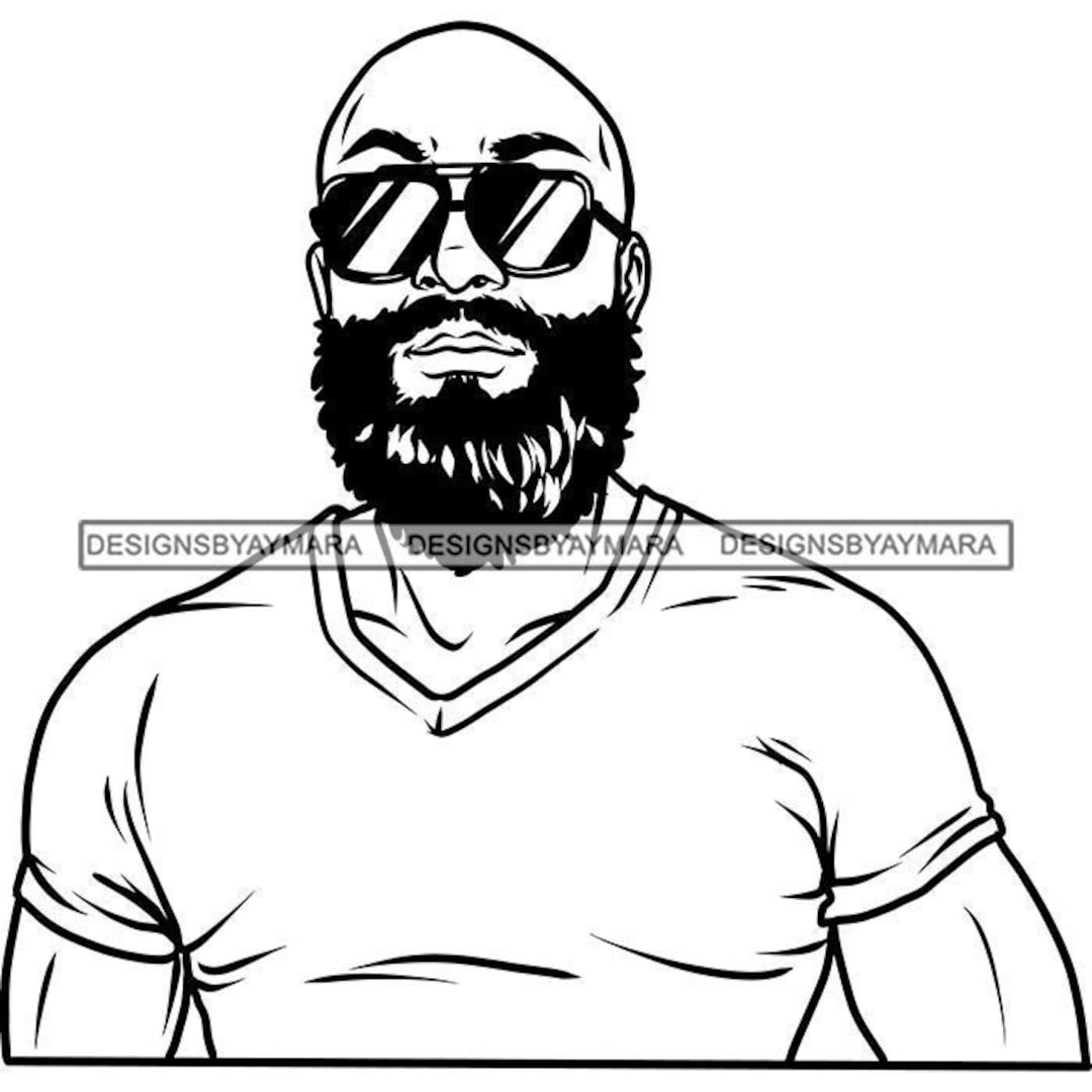 Bald Strong Man Muscular Body Mix Ethnicity Bearded Long Beard Mustache ...