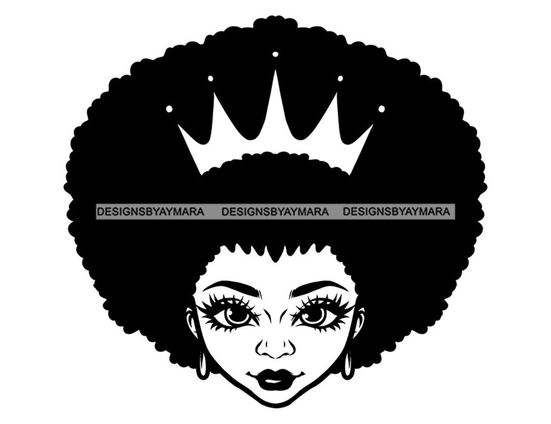 African Queen Portrait Cartoon Character Royal Black Woman Royalty Afro ...