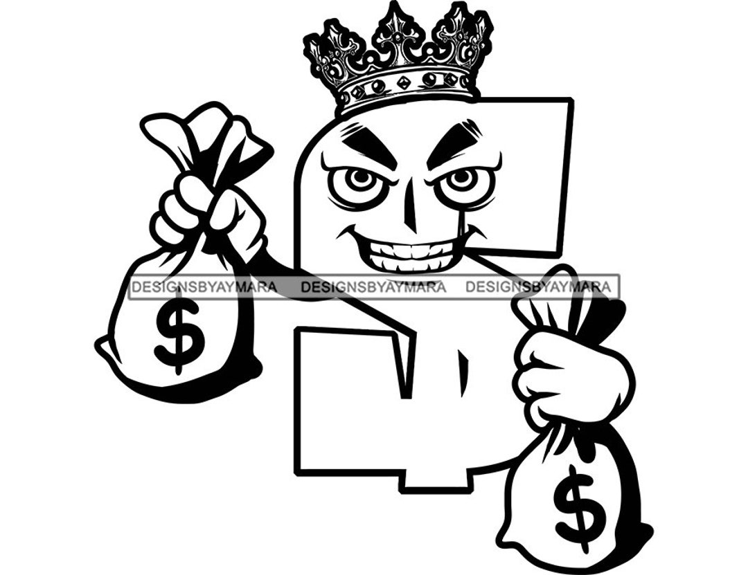 King Money Sign Cartoon Character Carrying Money Bags Crown Sarcastic ...