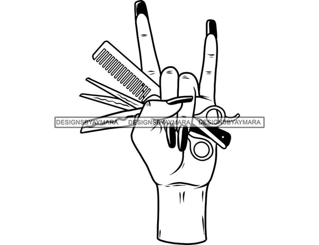 Female Woman Hand Comb Scissors Shears Hairdresser Salon Tools ...