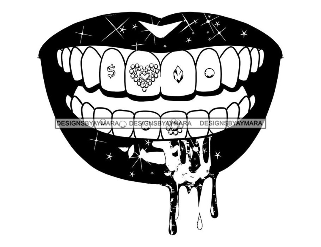 Dripping Lips Woman Mouth Diamond Crystal Gems New Trending Dental ...