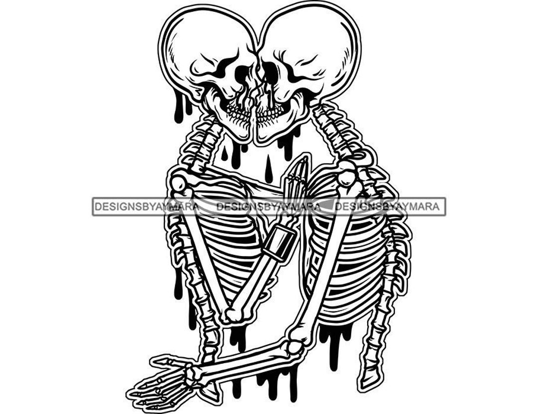 Couple Human Bodies Skeletons Bones Skulls Death Embrace Heads - Etsy