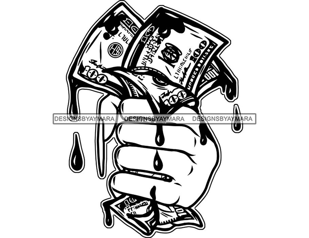 Woman Hand Holding Money Dripping Blood Drip Cash Bank Dollar American ...