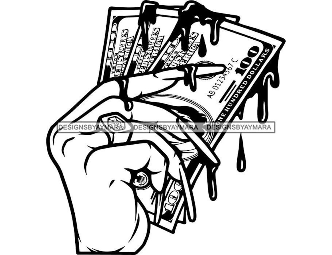 Female Hand Ring Dripping Hundred Dollar Bills Benjamins Currency Cash ...
