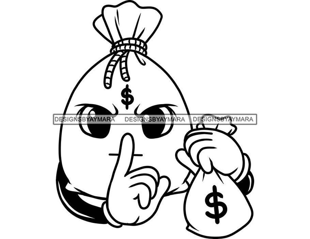 Bank Bag Character Rope Quiet Finger Dollar Signs Small Bag Currency ...