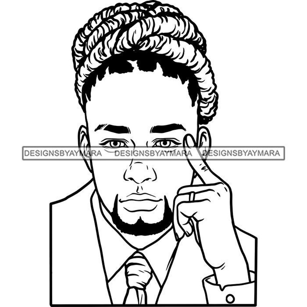 Handsome African American Man With Dreads Locs Man Bun Goatee in Suit ...