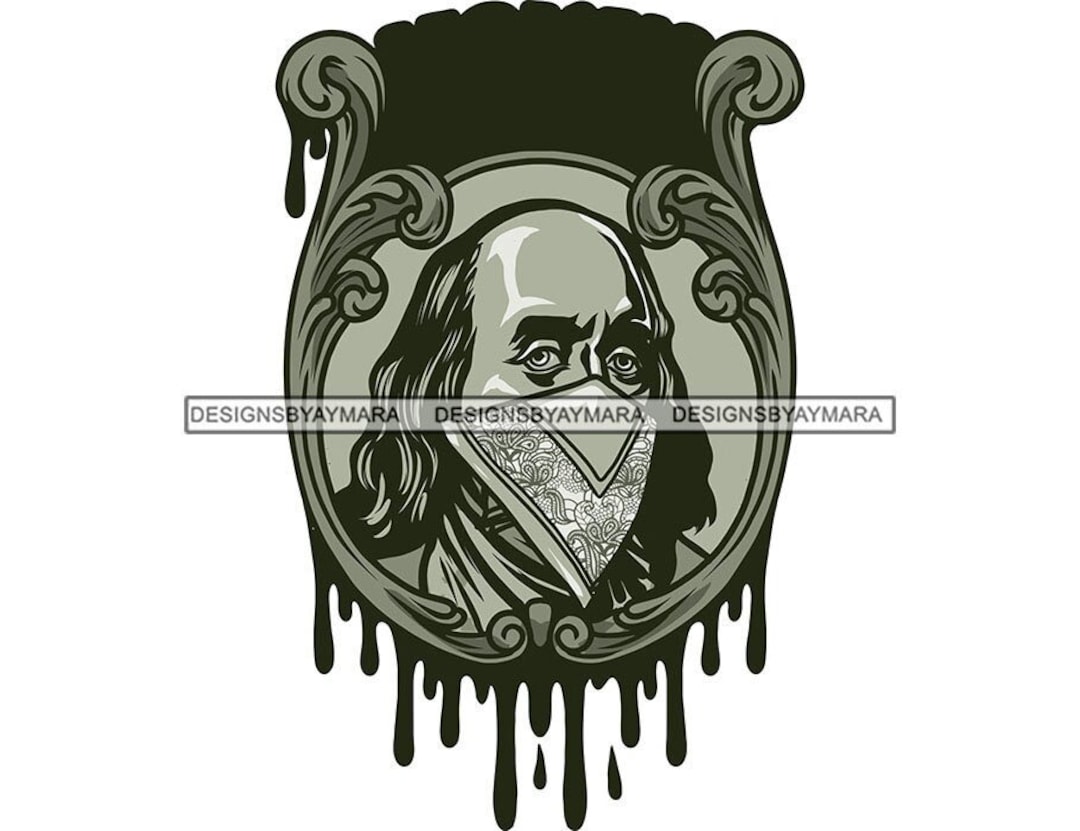 Masked Benjamin Franklin Currency Cash Bank Dripping Money Scroll ...
