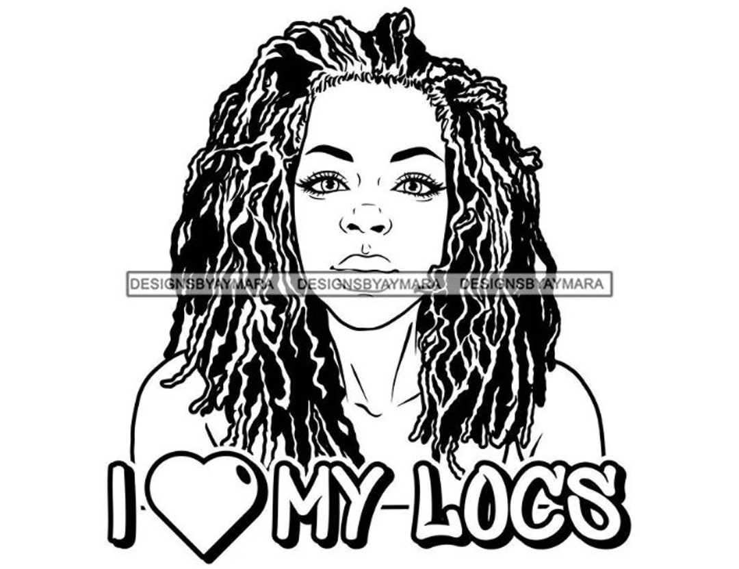 I Love My Locs Black Woman Sister Curly Locs Dreads Headshot Outline ...
