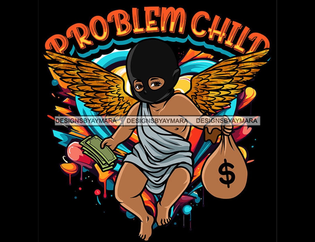 Problem Child Gangster Baby Boy Wearing Ski Mask Holding Money Bag ...