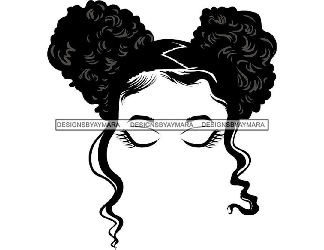 Afro-american Woman Hairdo Salon Updo Curls Eyes Closed Long Lashes ...