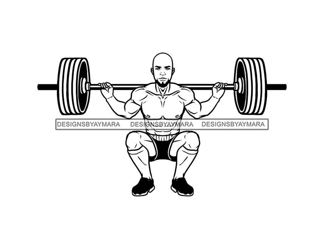 Bald Strong Man Squads Workout Weights Barbells Muscles - Etsy