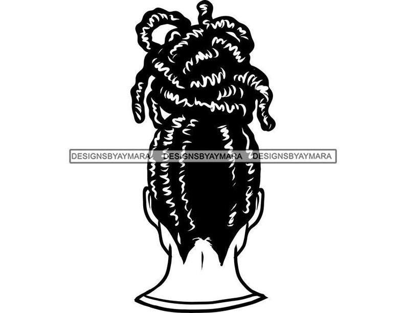 Woman Dread Locs Braids Bun Hairdo Twist Hairstyle Back View Head Neck ...