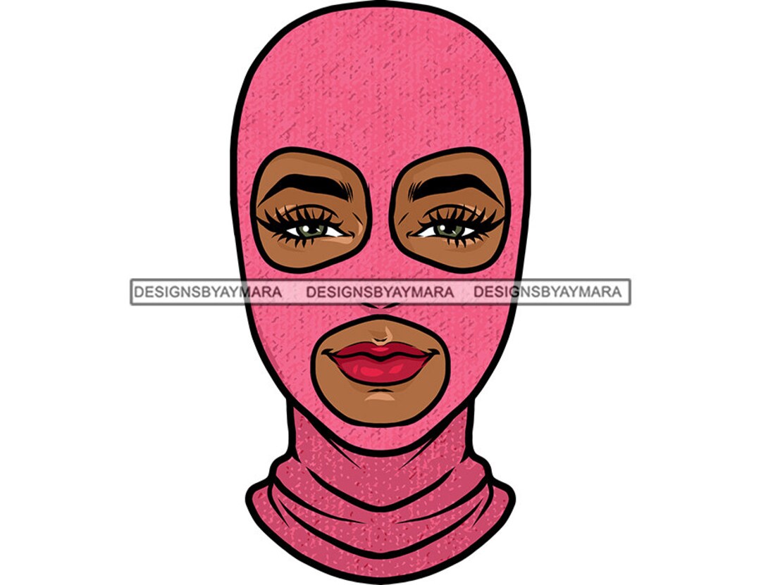 Gangster Woman Wearing Pink Ski Mask Blaclava Burglar Gangsta Street ...