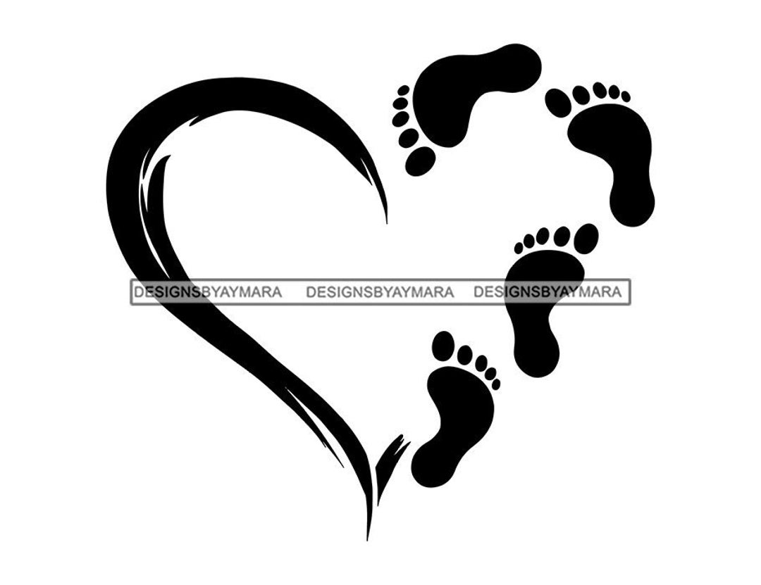 Unique Artwork Heart Shape Foot Prints Feet Baby Feet Steps Barefoot ...