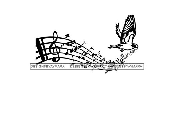 Music Bird Tattoo Design