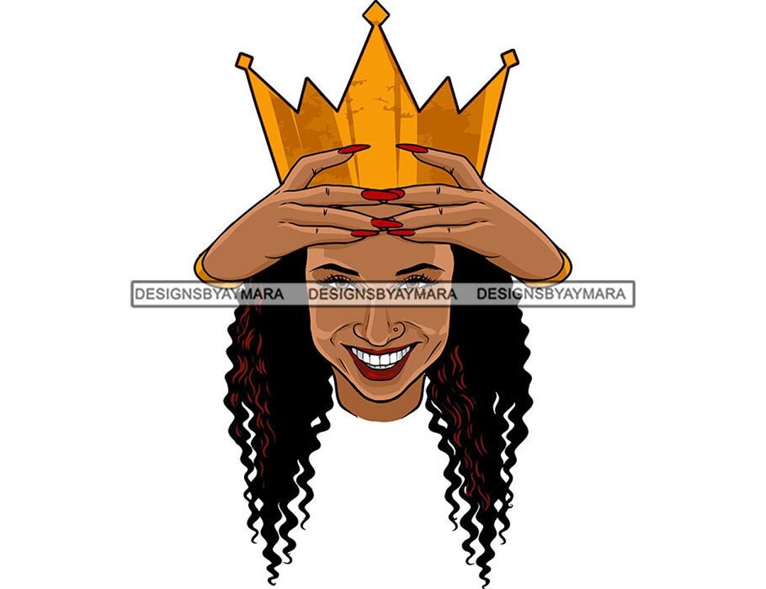 Queen Jester Brown Orange Crown Hands Wavy Hair Bright Eyes Smiling ...