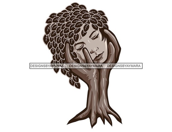 Tree of Life Abstract Art Tree Trunk Black Woman Head Face in - Etsy