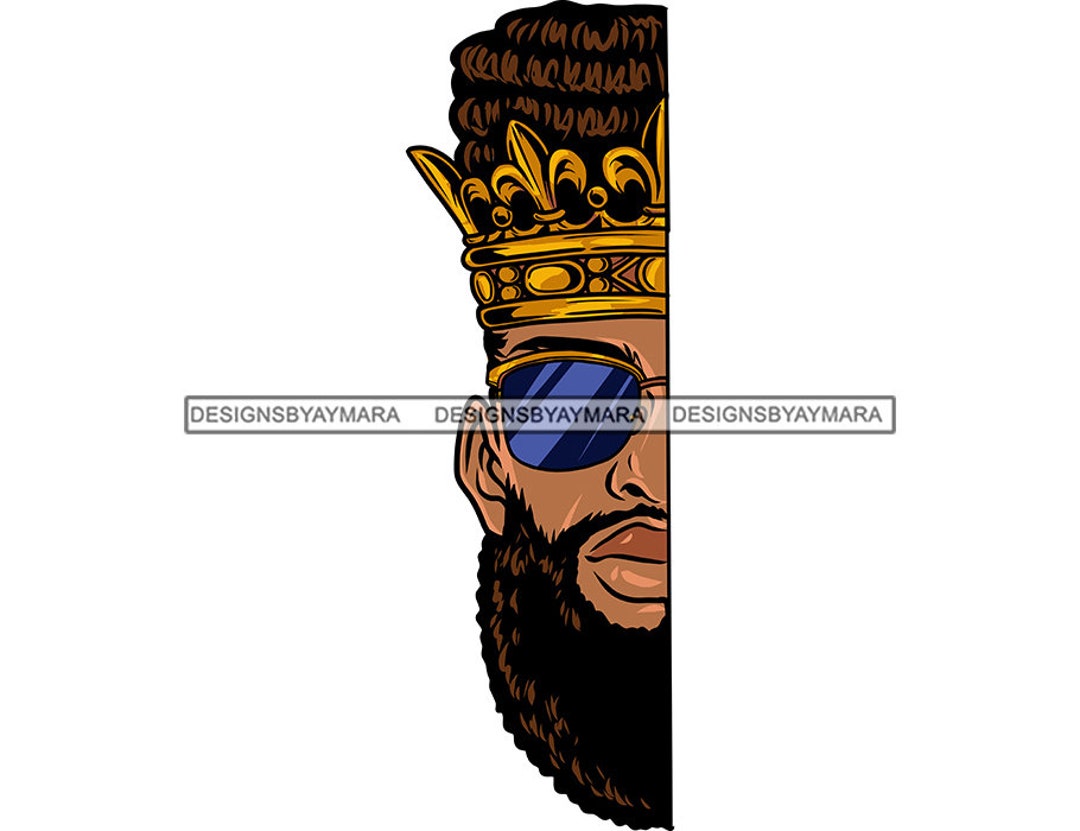 Handsome Black African American King Man Gold Crown Dark Sunglasses ...