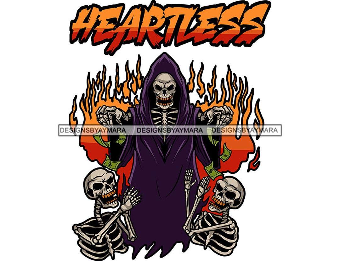 Heartless Death Skeleton Bones Human Devil Satan Orange Red Fire Hell ...