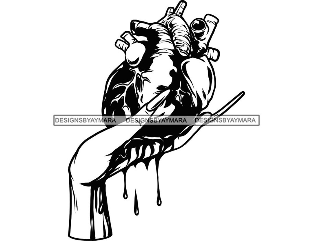 Woman Female Hand Wrist Human Heart Dripping Blood Valves Body - Etsy