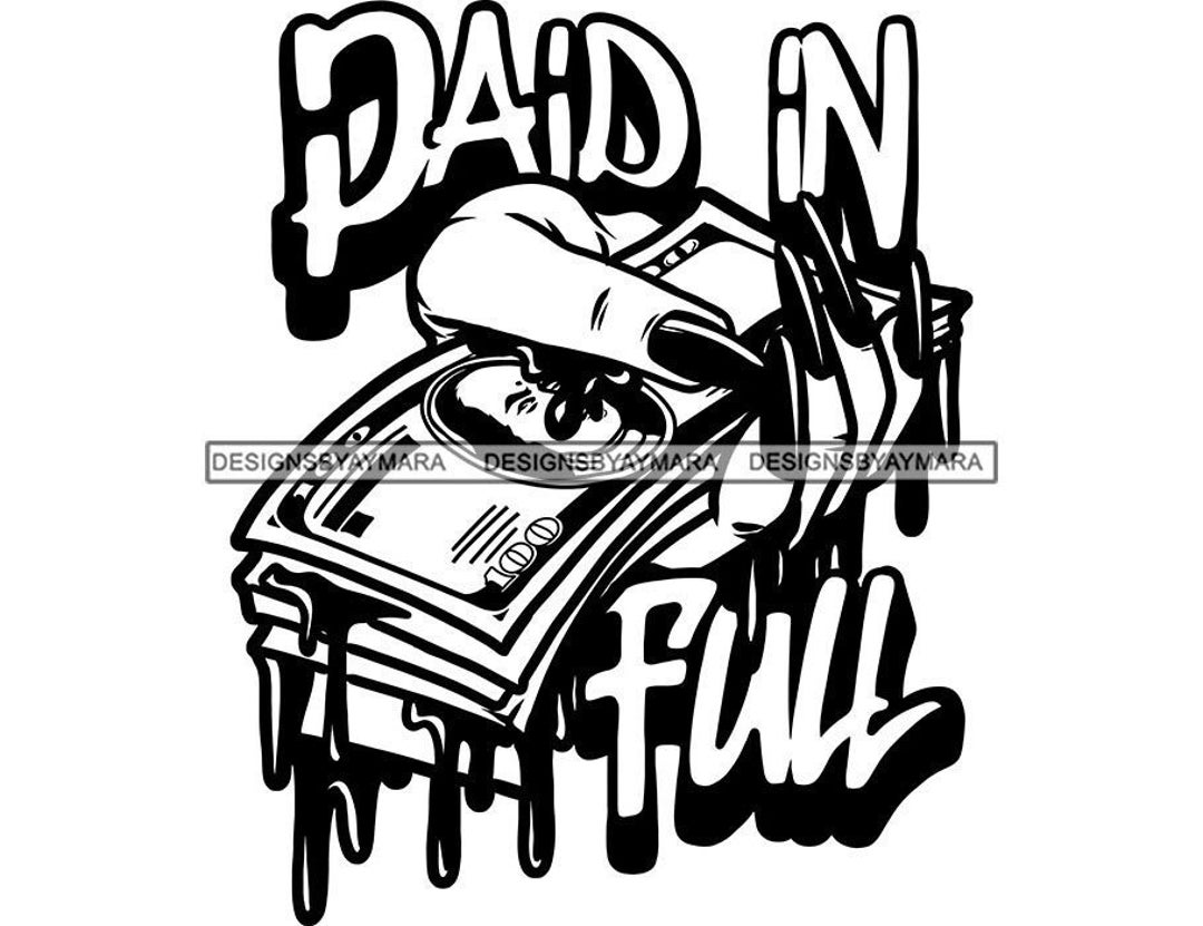 Paid in Full Female Woman Hand Cash Money Hundred Dollar Bills Dripping ...