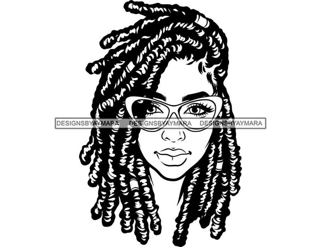 Womans Face Eyeglasses Dread Locs Head Only Smile Loc Bands Transparent ...