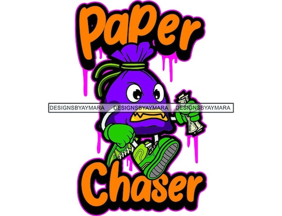 Paper Chaser Purple Money Bank Bag With Face Holding Green - Etsy