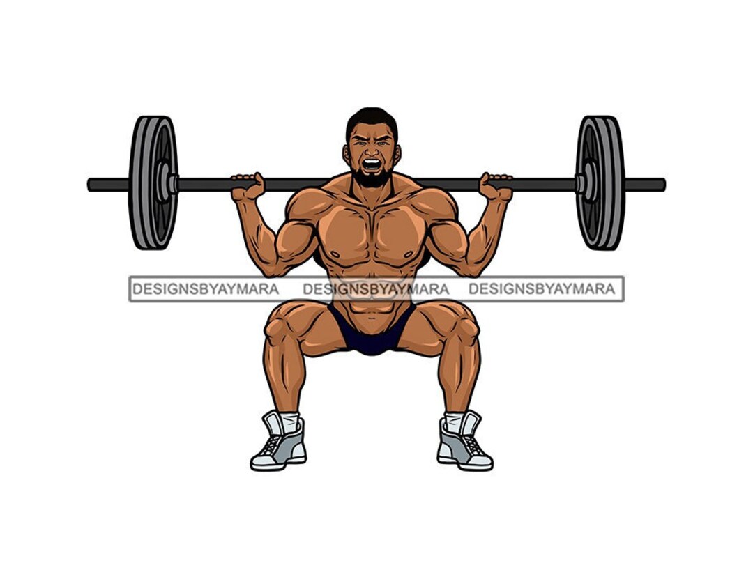 Power Lifter Man Squads Workout Weights Barbells Muscles Athlete Strong ...