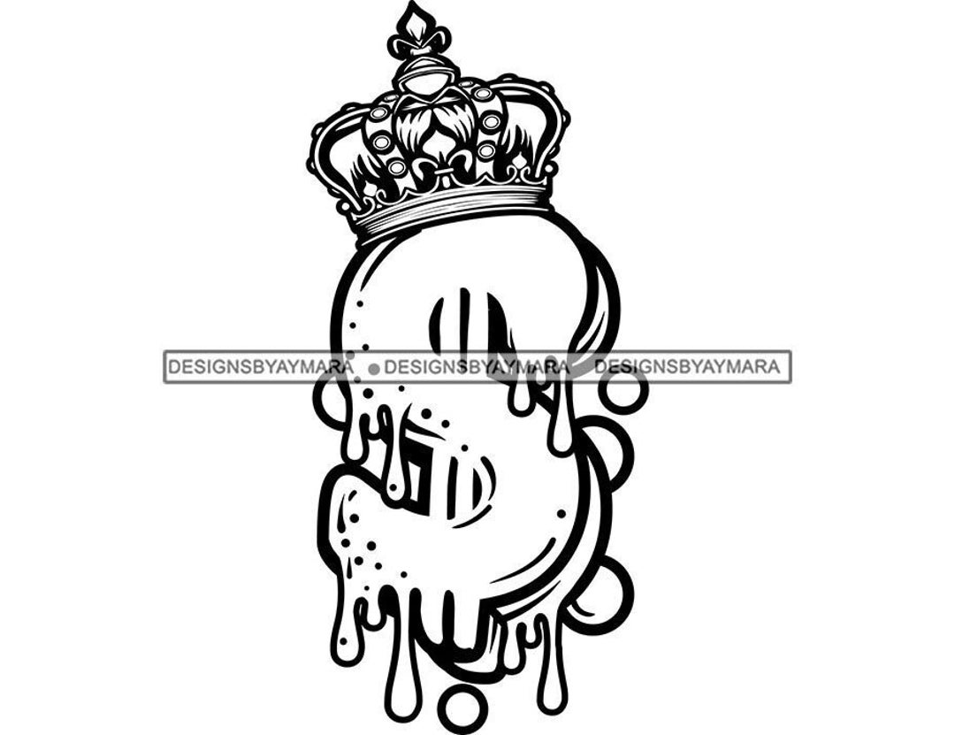 Dripping Dollar Sign Crown Money Bank Emblem Logo Currency Drip Paint ...