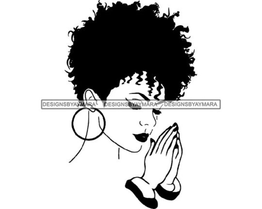 Afro Woman Praying Hands God Prayer Pray Faith Melanin Mohawk Hairstyle ...