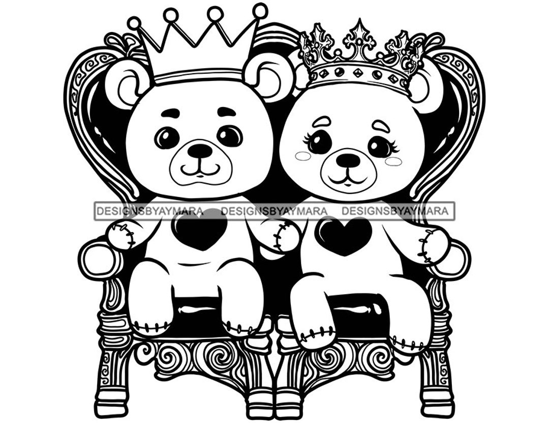 Teddy Bear King Queen Throne Majestic Love Couple Goals Gold Crown ...