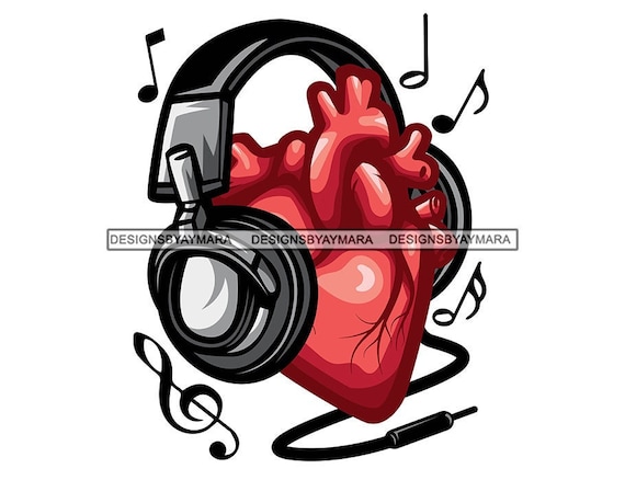 Heart With Headphones And Notes
