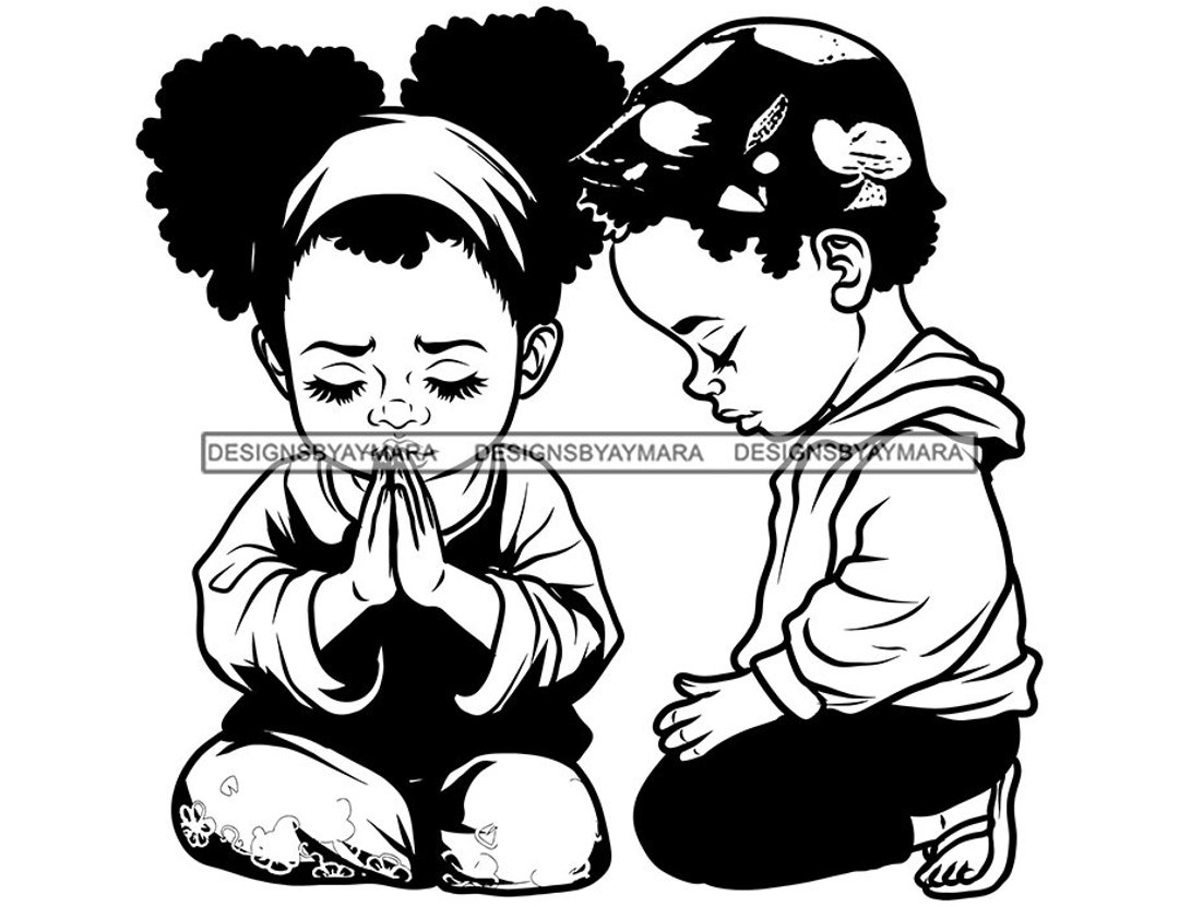 Cute Brother Sister Praying God Kneeling Pray Prayers Lord Holy ...